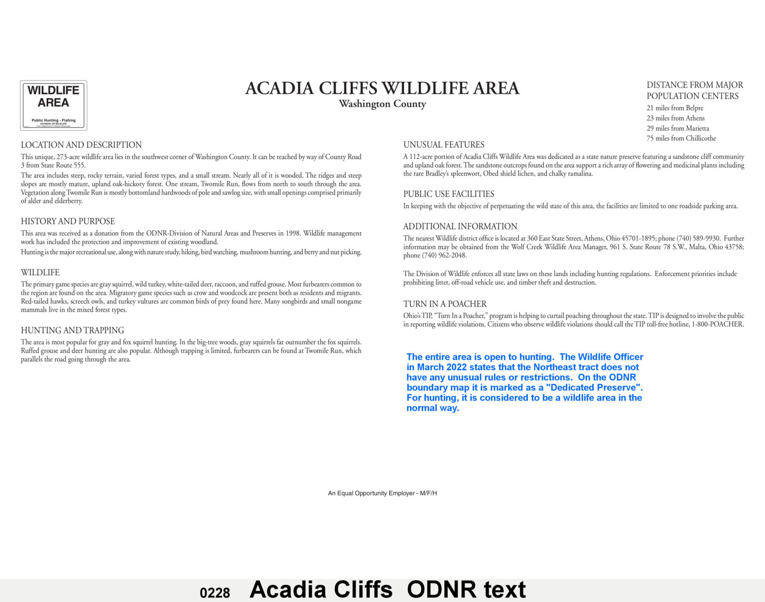 q Acadia Cliffs – Ohio Hunting Maps – 1400+ page Map Guide to Public Lands