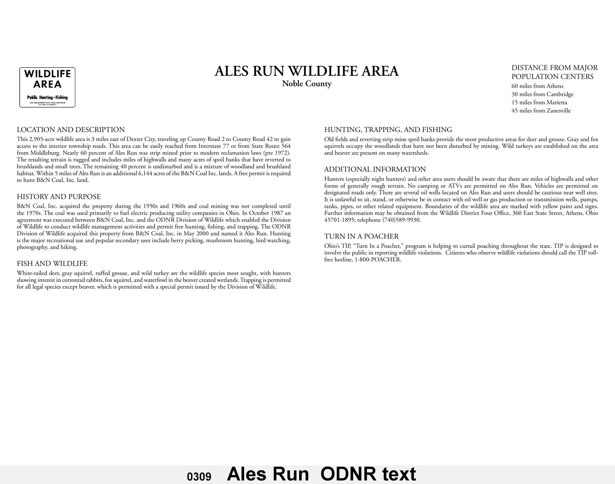 Ales Run - Ohio Hunting Maps - 1000+ page Map Guide to Public Lands