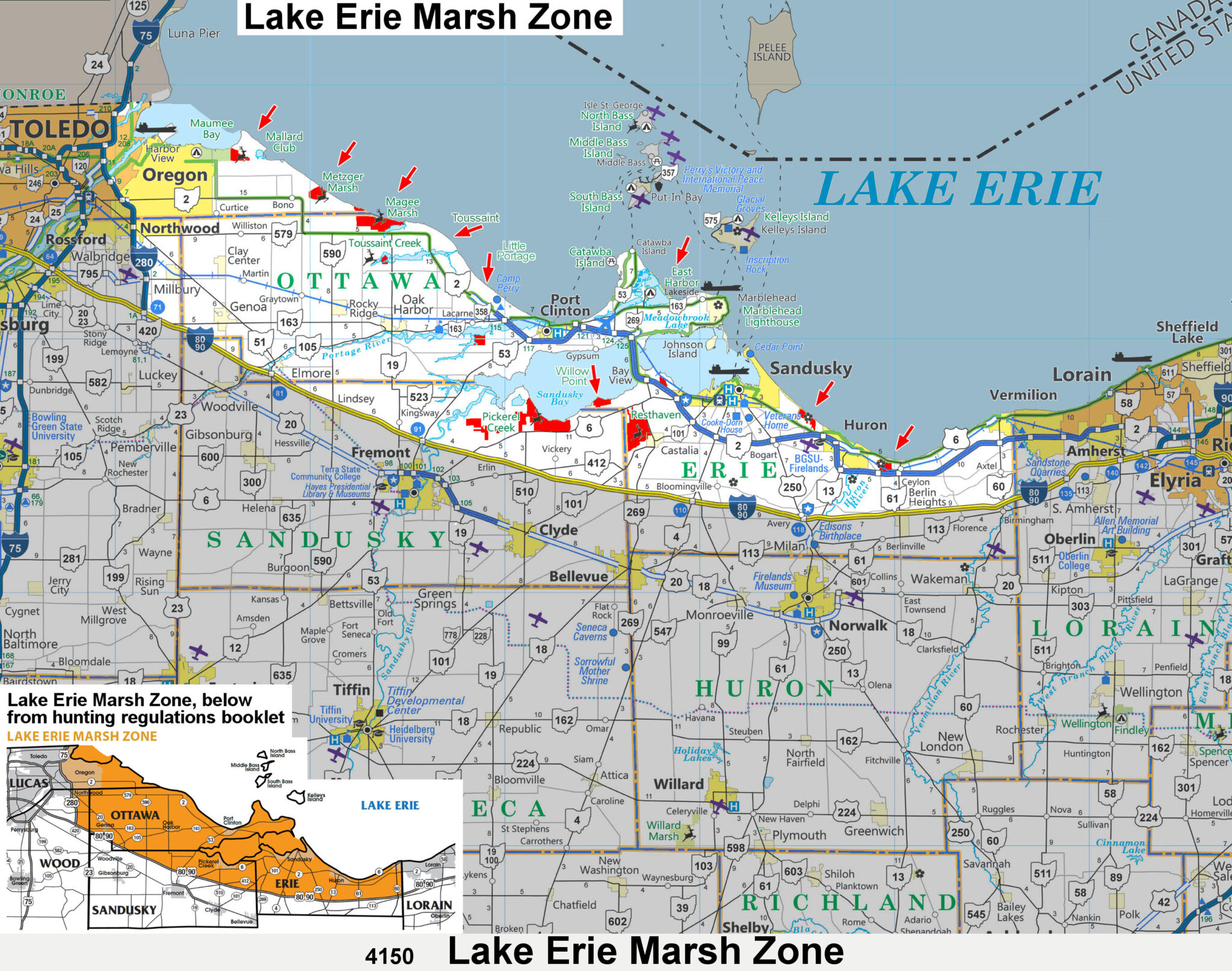 q Lake Erie Marsh Zone – Ohio Hunting Maps – 1400+ page Map Guide to ...