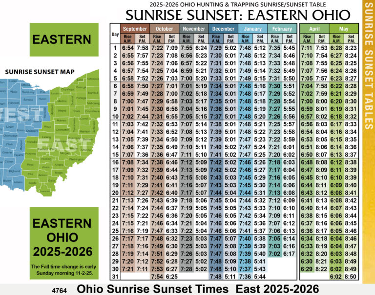 q Ohio Sunrise Sunset Tables Times – Ohio Hunting Maps – 1400+ page Map ...